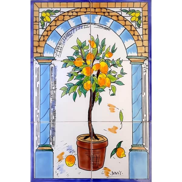 Lemon Tree 6 Tiles Ceramic Wall Mural Art - Bed Bath & Beyond - 28553501