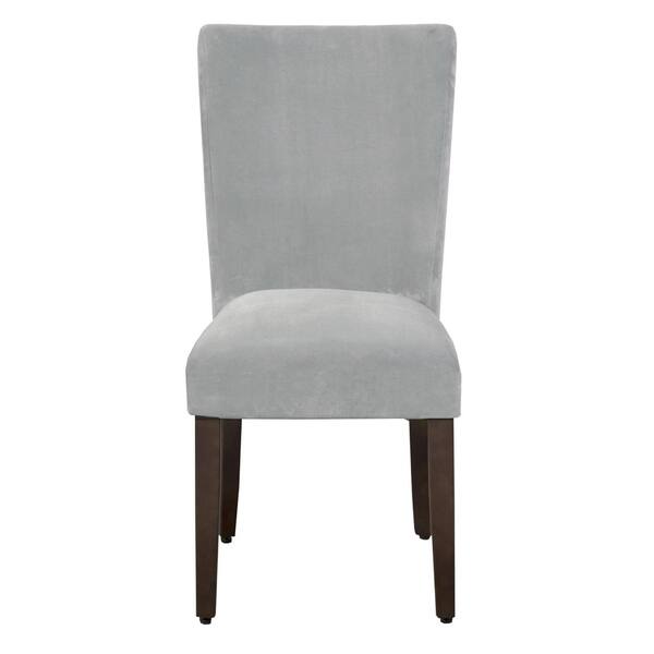 Velvet Upholstered Parson Chair with Wooden Tapered Legs, Gray and ...