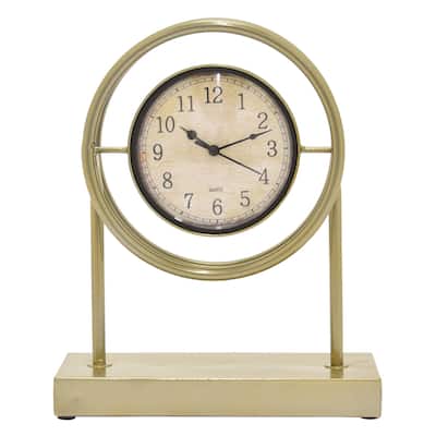 12.5 " Metal Table Clock in Gold - 10 x 4 x 12.5 - Overstock - 28556348