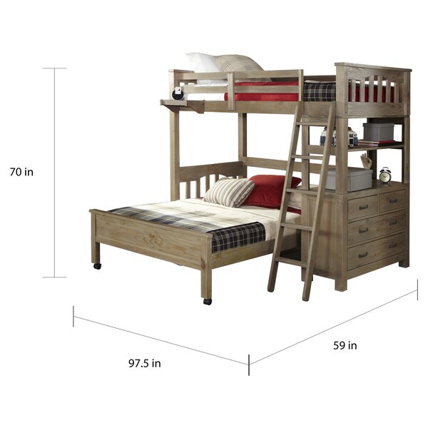 Taylor Olive Bergamot Wood Loft Bed with Full Bed and Dresser Bed Bath Beyond 28564001