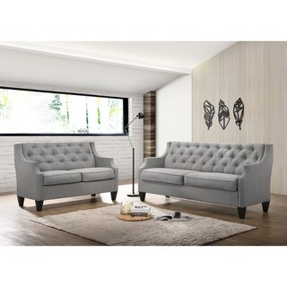 Best Quality Furniture 2-Piece Velvet Tufted Sofa and Loveseat Set ...