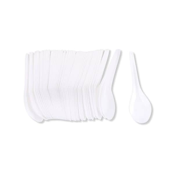 500-Pack Disposable Chinese Spoons Plastic for Soups, 5.4 x 1.5 Inches ...
