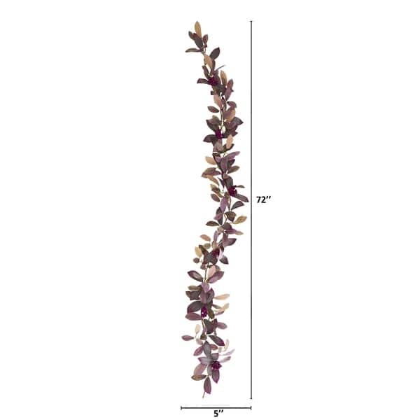 6' Fall Laurel Leaf with Berries Artificial Garland (Set of 2) - Bed ...