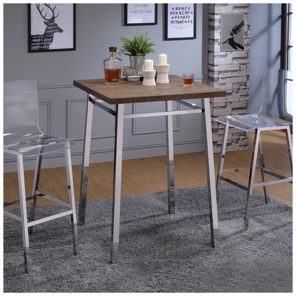 Urban Designs 42" High Chrome Metal Base Bar Table - Bed Bath & Beyond ...