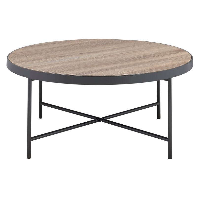 Urban Designs Weathered Gray Oak Round Coffee Table - Overstock - 28587088