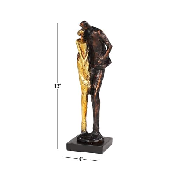 Tall Metallic Bronze & Gold Human Figurines Embracing Sculpture on ...