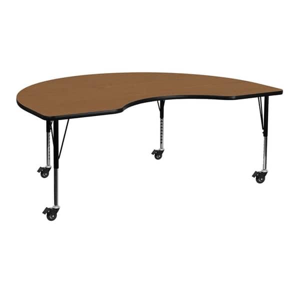 Offex 48''W x 72''L Mobile Kidney Shaped Activity Table with Oak ...