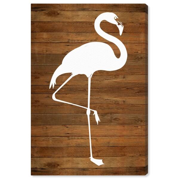 Oliver Gal 'Wood Flamingo' Animals Wall Art Canvas Print - White, Brown ...