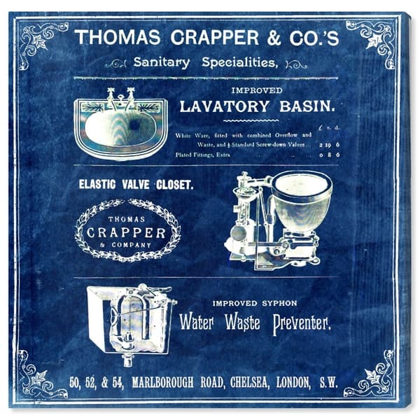 Oliver Gal 'Thomas Crapper Inventor of the Toilet - Blue' Bath and ...