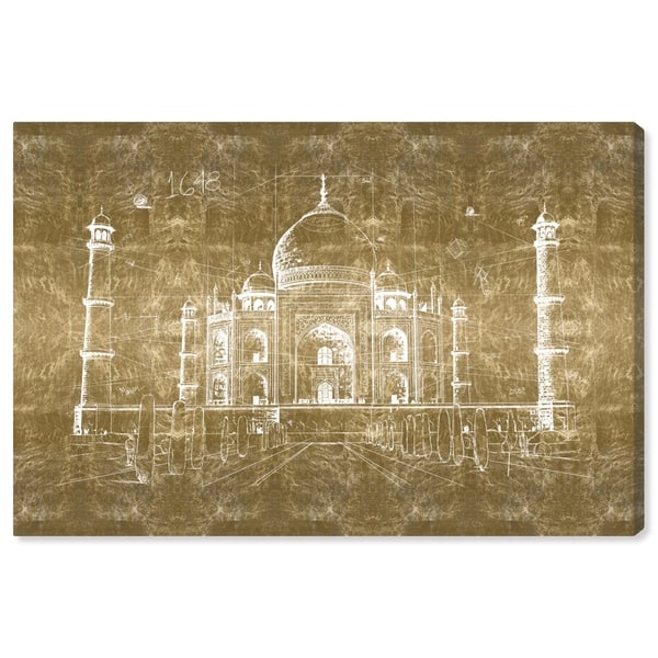 Oliver Gal 'Taj Mahal Gold' Architecture and Buildings Wall Art Canvas ...