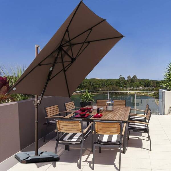 Offset Cantilever 9x7 Ft Rectangular Patio Hanging Umbrella w/ Cross ...