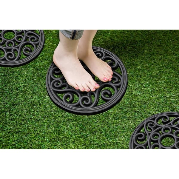 A1HC Rubber Garden Stepping Stone, Round 12-Inch, Set Of 4 - Bed Bath ...