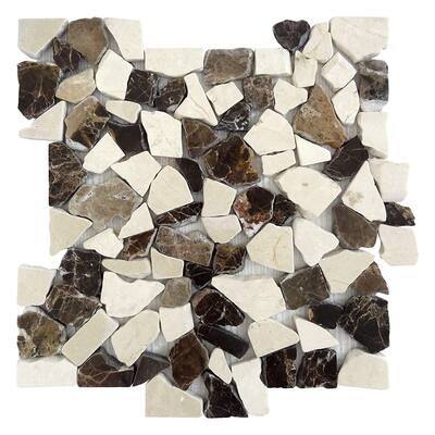 Interlocking Mocha Marble Mosaic(5-Pack) Kitchen, Bathroom, and Patio ...