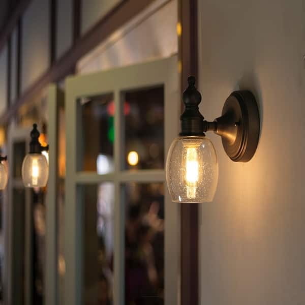 Mastic Antique Silver 1-light Glass Industrial Wall Sconce by Havenside ...