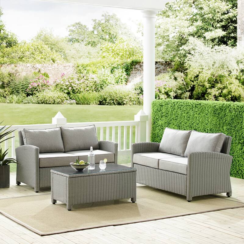 Bradenton 3pc Outdoor Wicker Conversation Set - Overstock - 28639445