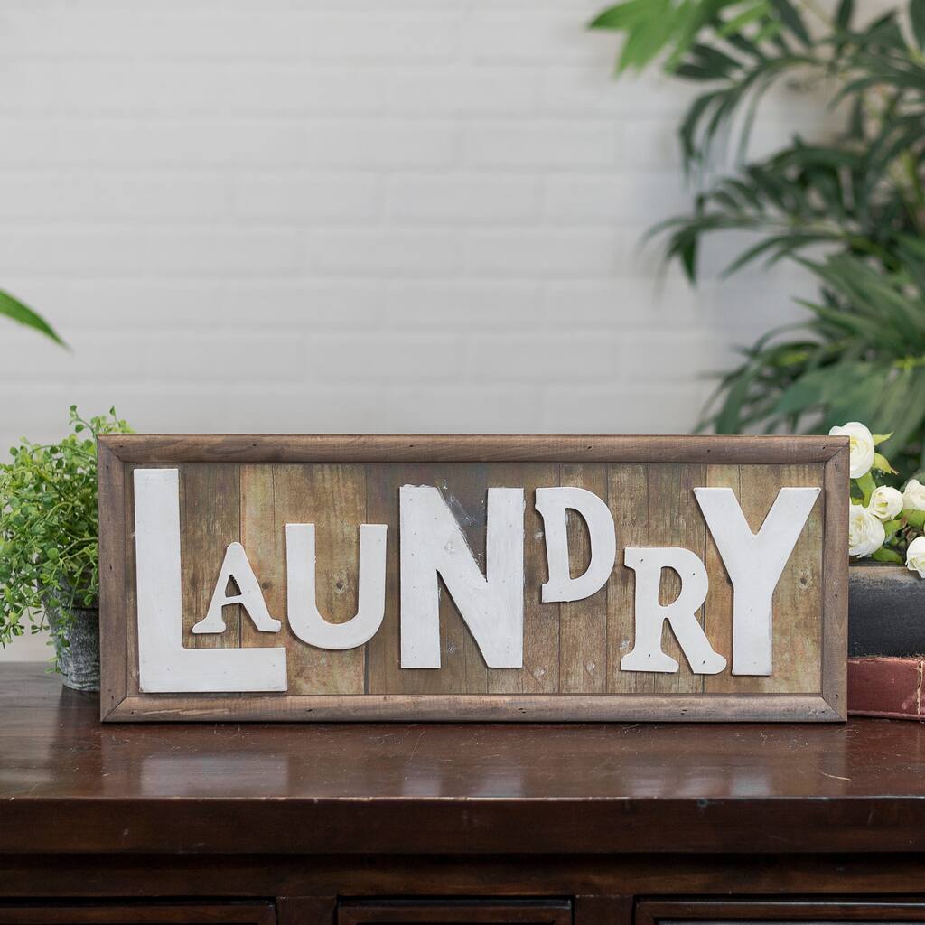 Wooden word art "Laundry" - Overstock - 28662530