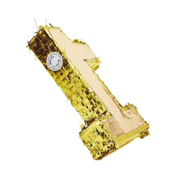 Number 1 Foil Small Gold Pinata for First Birthday Party (10 x 16 x 3 ...