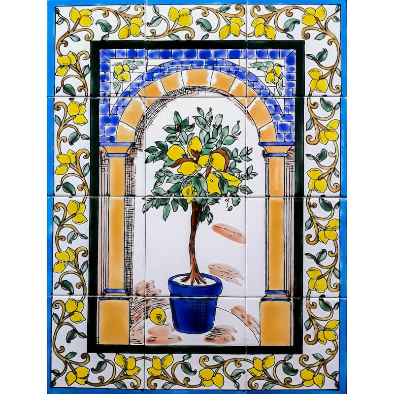 Lemon Tree 12 Tiles Ceramic Wall Mural Art - Overstock - 28677079