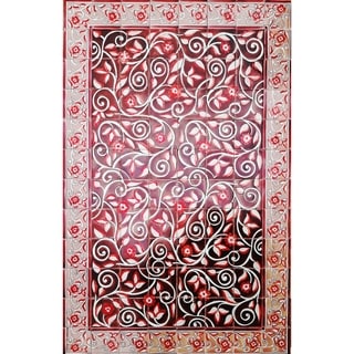Red Arabesque Ceramic 96 Tiles Mosaic Wall Mural Panel - Bed Bath ...