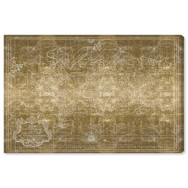 Oliver Gal 'World Map Gold' Maps and Flags Wall Art Canvas Print - Gold ...