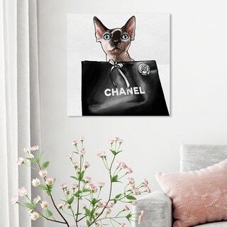 Oliver Gal 'Feline Glam III' Animals Wall Art Canvas Print - Black ...