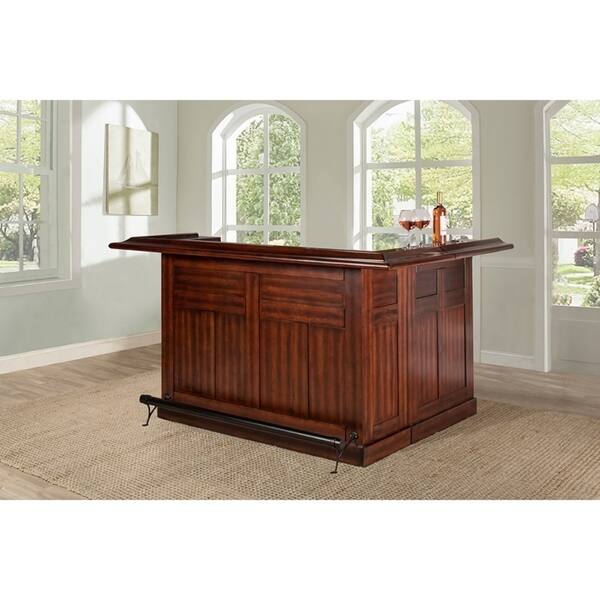 Classic Large Brown Cherry Bar with Side Bar - Bed Bath & Beyond - 28713117