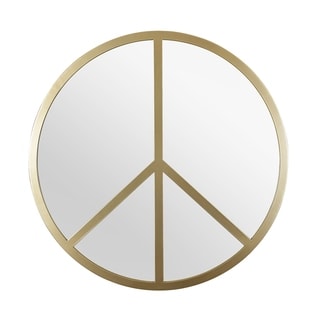 Varaluz Paz 30-inch Gold Round Peace Sign Accent Mirror - Bed Bath ...