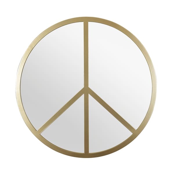 Varaluz Paz 30-inch Gold Round Peace Sign Accent Mirror - Bed Bath ...