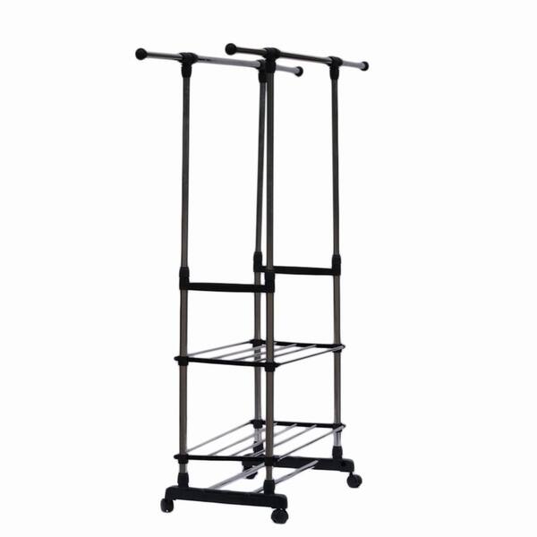 Heavy Duty Double Rail Adjustable Telescopic Rolling Clothing and ...