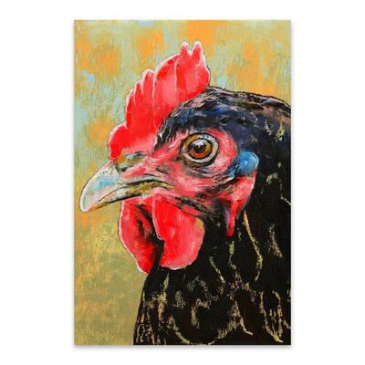 Noir Gallery Red Rooster Animal Painting Metal Wall Art Print ...