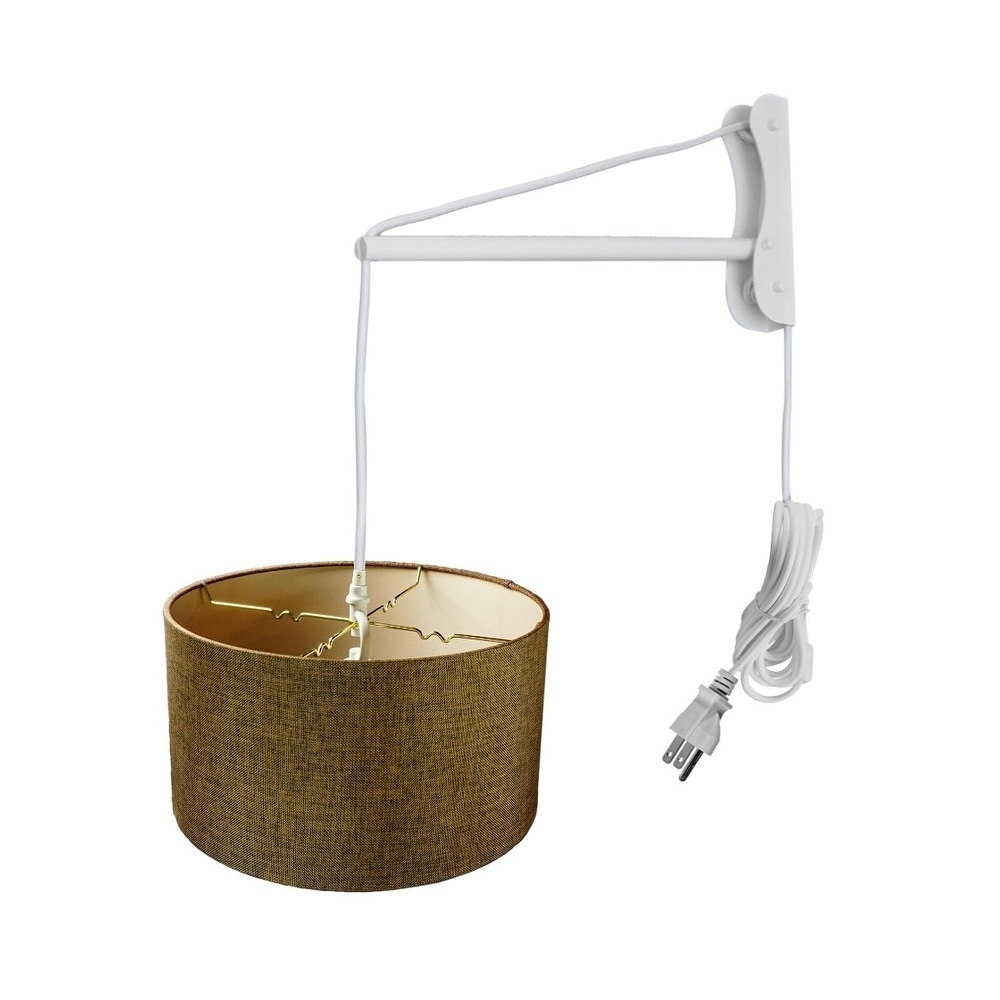 MAST Plug-In Wall Mount Pendant, 2 Light White Cord/Arm, Textured Blue ...