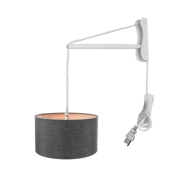 MAST Plug-In Wall Mount Pendant, 2 Light White Cord/Arm, Granite Gray ...