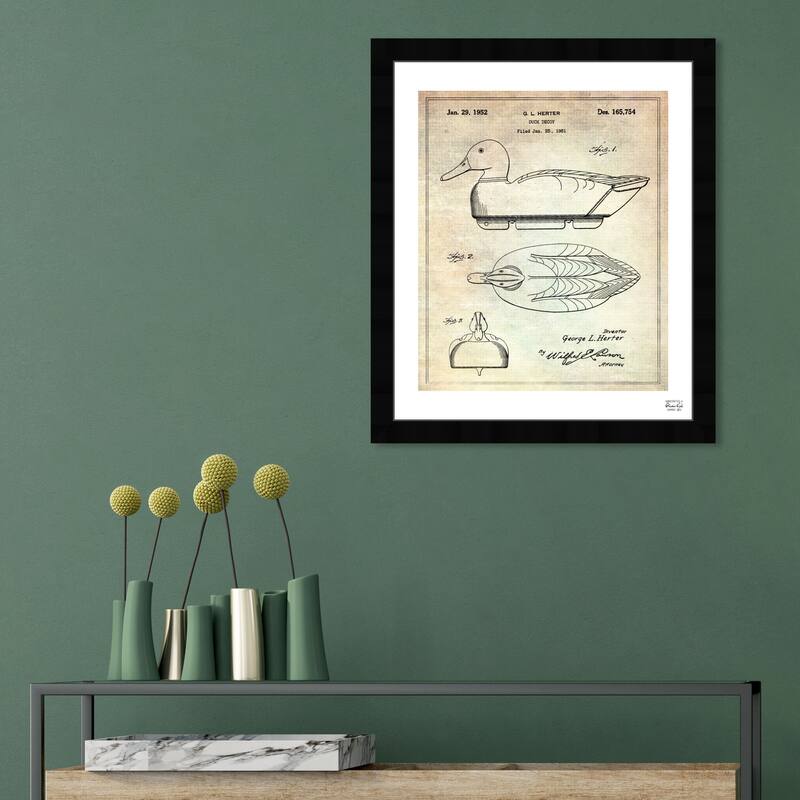 Oliver Gal 'Duck Decoy 1952' Symbols and Objects Framed Blueprint Wall ...