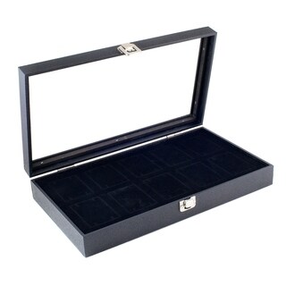 Caddy Bay Collection Glass Top Black Watch Box with Latch - N/A - Bed ...