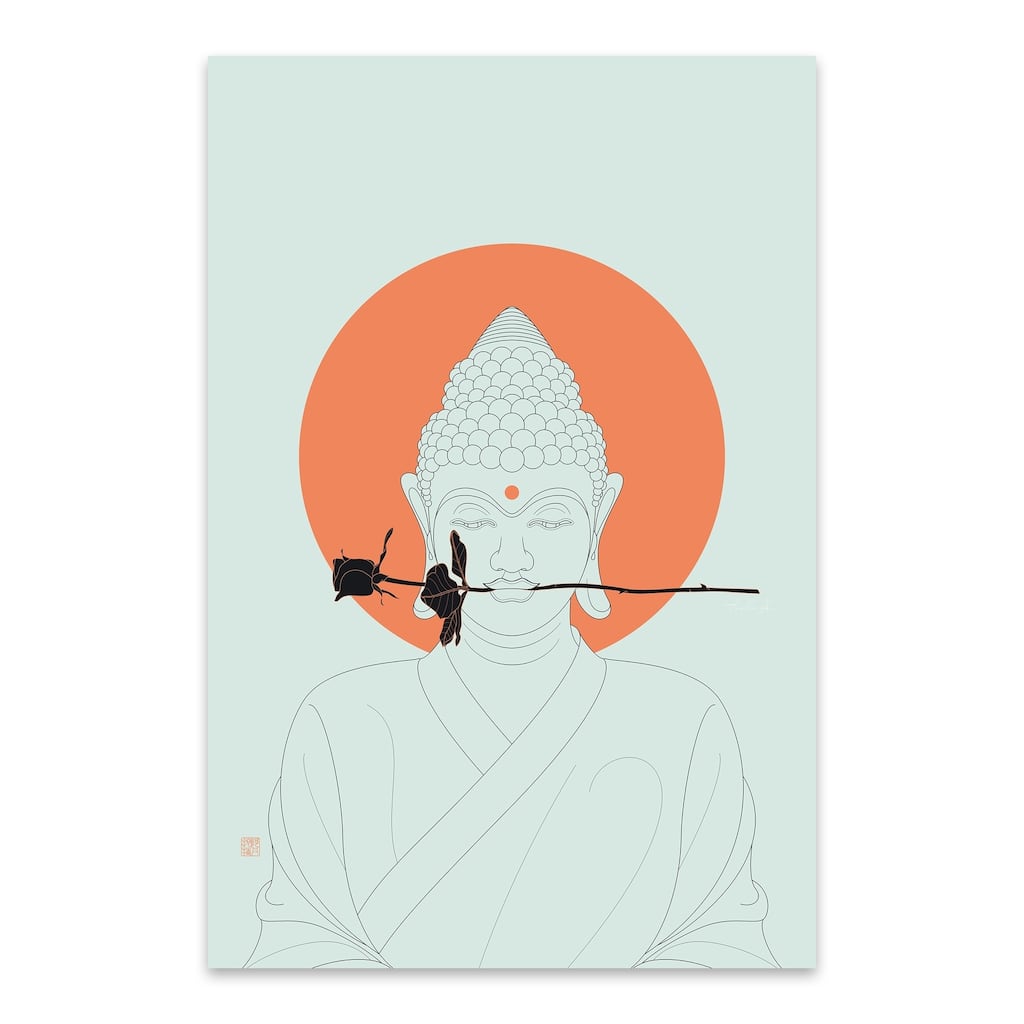 Noir Gallery Buddha Minimal Illustration Metal Wall Art Print ...