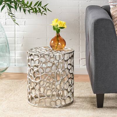 Doyers Modern Handcrafted Iron Mesh Accent Table by Christopher Knight ...