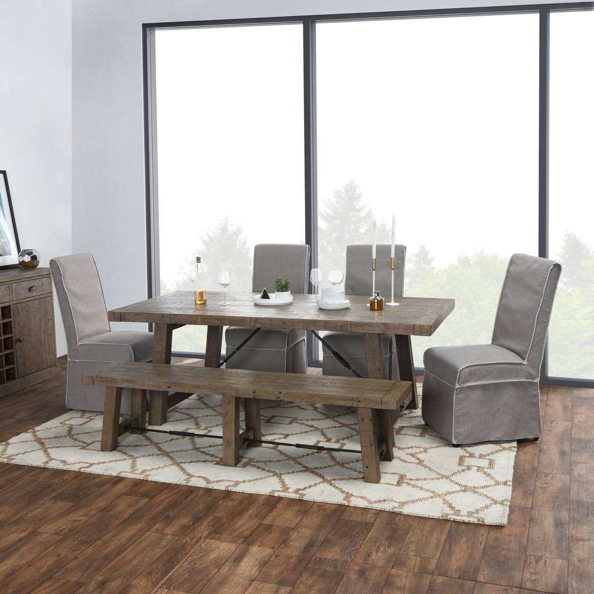 Carbon Loft Pallero Reclaimed Pine 82 Inch Extension Dining Table Weathered Brown