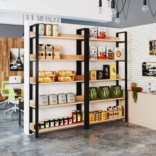 Steel Wood Racks Shelves Book Shelves Cases Display Racks 5 Tier ...