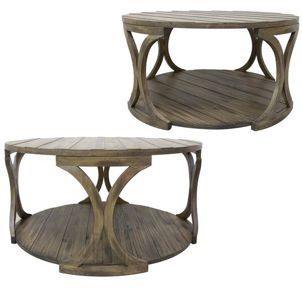 Hawthorne Estate Raised Wood Round Cocktail Table - Bed Bath & Beyond ...