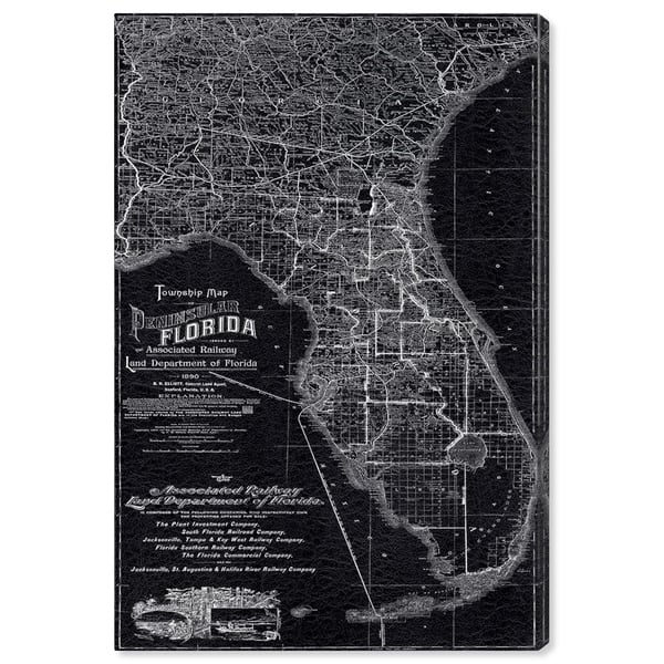 Oliver Gal 'Florida Map 1890' Maps and Flags Wall Art Canvas Print ...