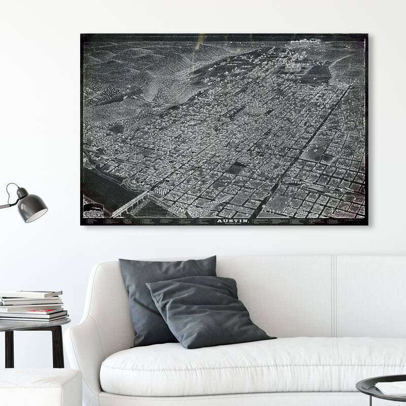 Oliver Gal 'Map of Austin in 1887' Maps and Flags Wall Art Canvas Print ...