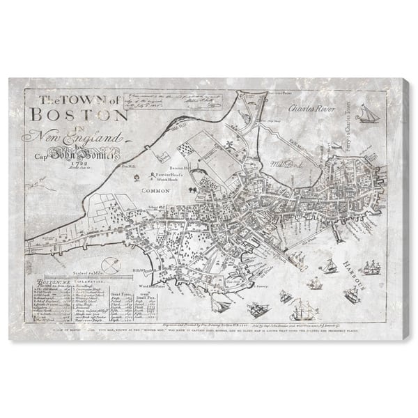 Oliver Gal 'Town of Boston Map 1722 Rustic' Maps and Flags Wall Art ...