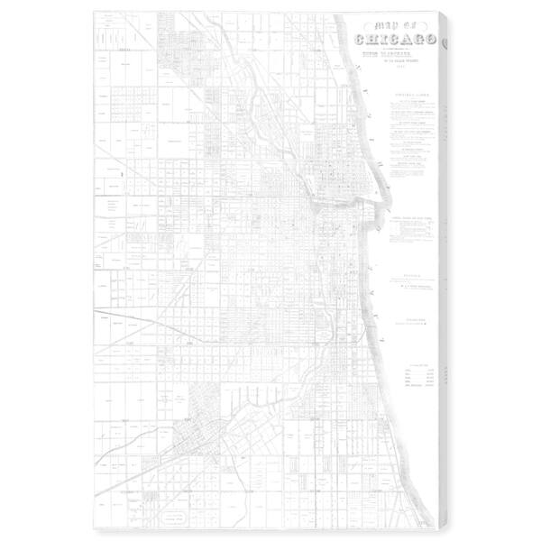 Oliver Gal 'Map of Chicago Silver' Maps and Flags Wall Art Canvas Print ...
