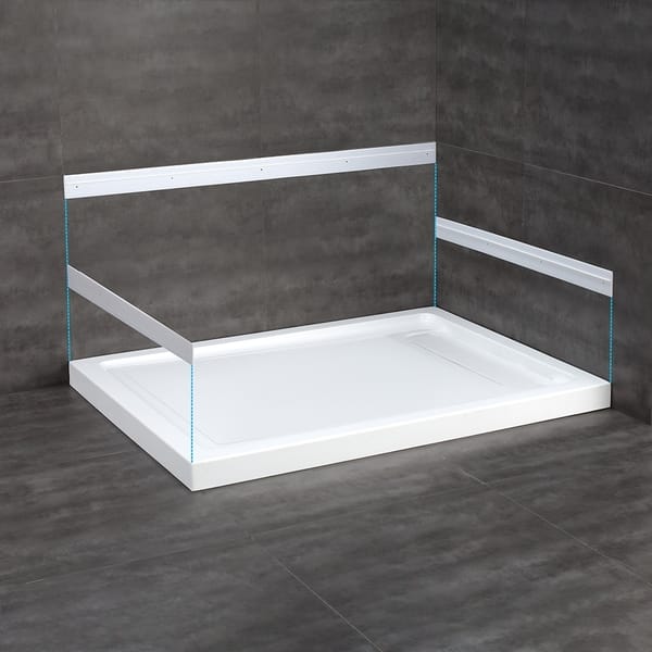 OVE DECORS Anti-slip White Shower Base 48x32 in with Side Hidden Drain ...