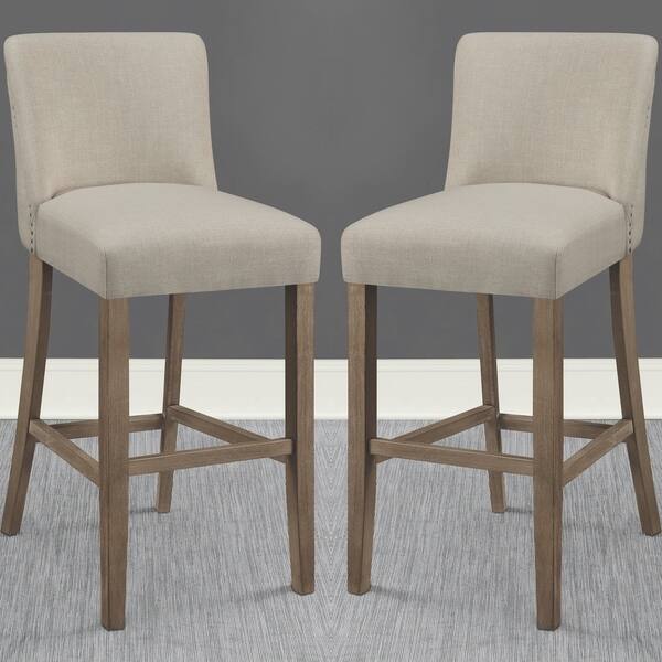 Elegant Curved Back Design Bar Stools with Nailhead Trim (Set of 2 ...