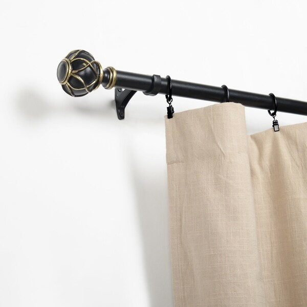 Superior Obelisk Black Gold Iron and Resin Expandable Curtain Rod Bed Bath Beyond 28890201