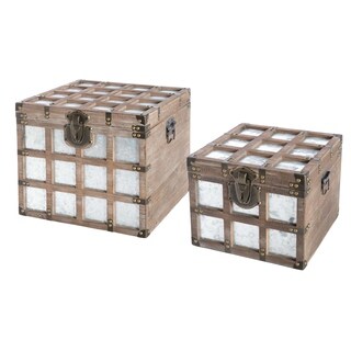 Carbon Loft Mebius Wooden Square Galvanized Metal Lined Storage Trunk ...