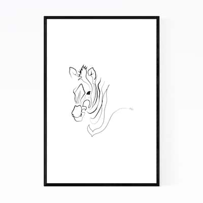 Noir Gallery Zebra Minimal Animal Line Drawing Framed Art Print ...