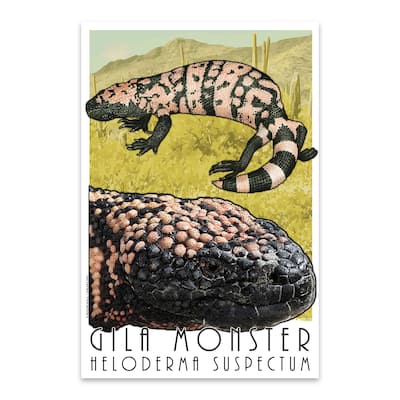 Noir Gallery Gila Monster Animal Illustration Metal Wall Art Print ...