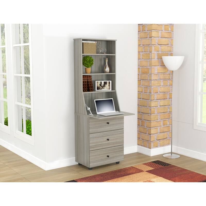 Inval Smoke Oak 3-Shelf Bookcase - Overstock - 28914033